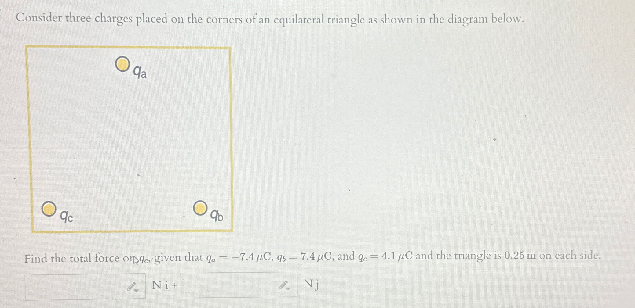 Solved Consider three charges placed on the corners of an | Chegg.com