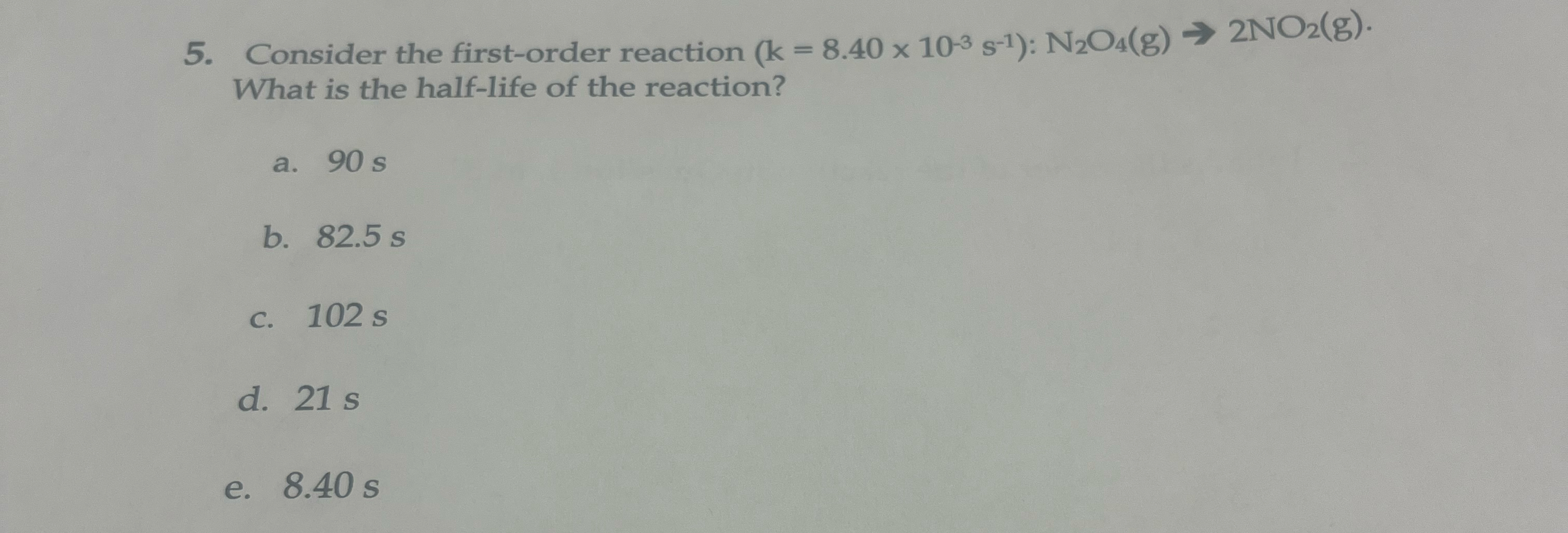 Solved Consider the first-order reaction )=(8.40×10-3s-1. | Chegg.com