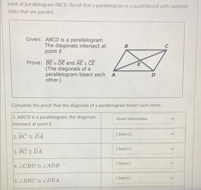 Solved Look at parallelogram ABCD. Recall that a | Chegg.com