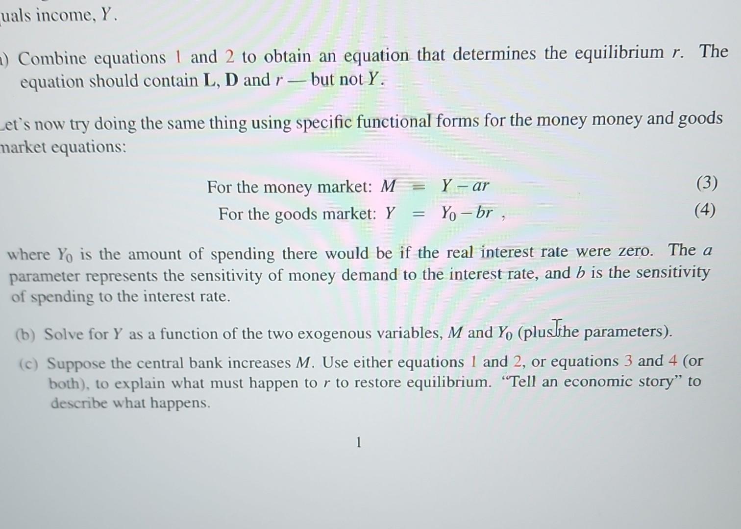 Solved Combine equations 1 and 2 to obtain an equation that | Chegg.com