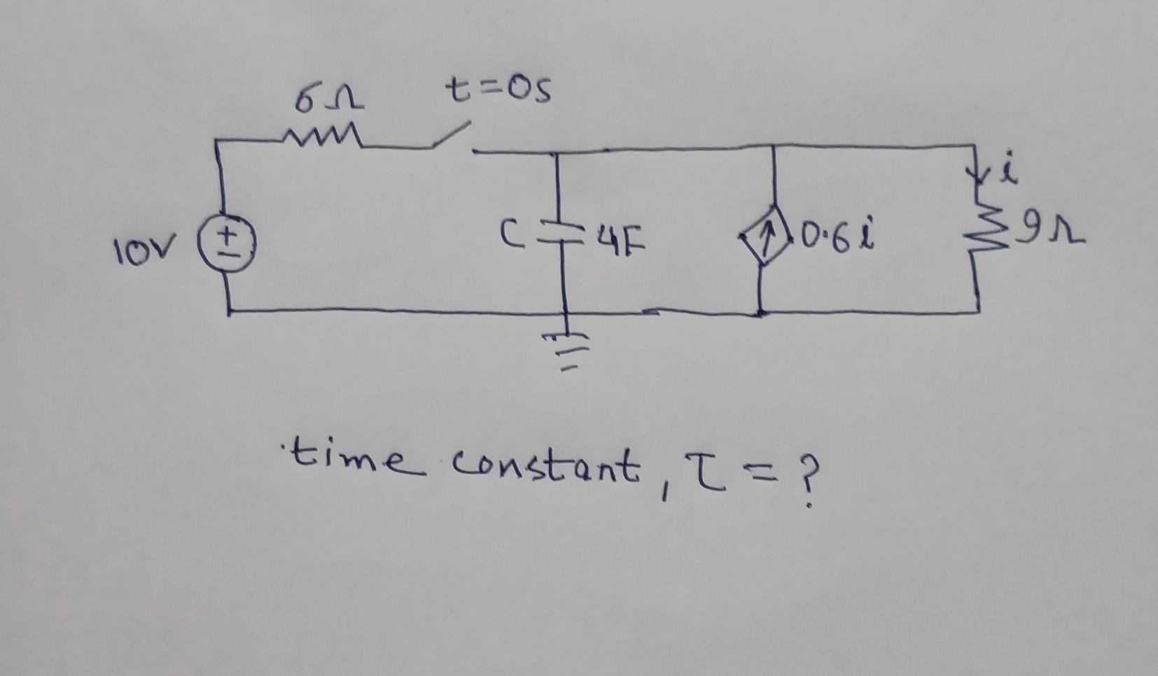 Solved time constant, t= ? | Chegg.com