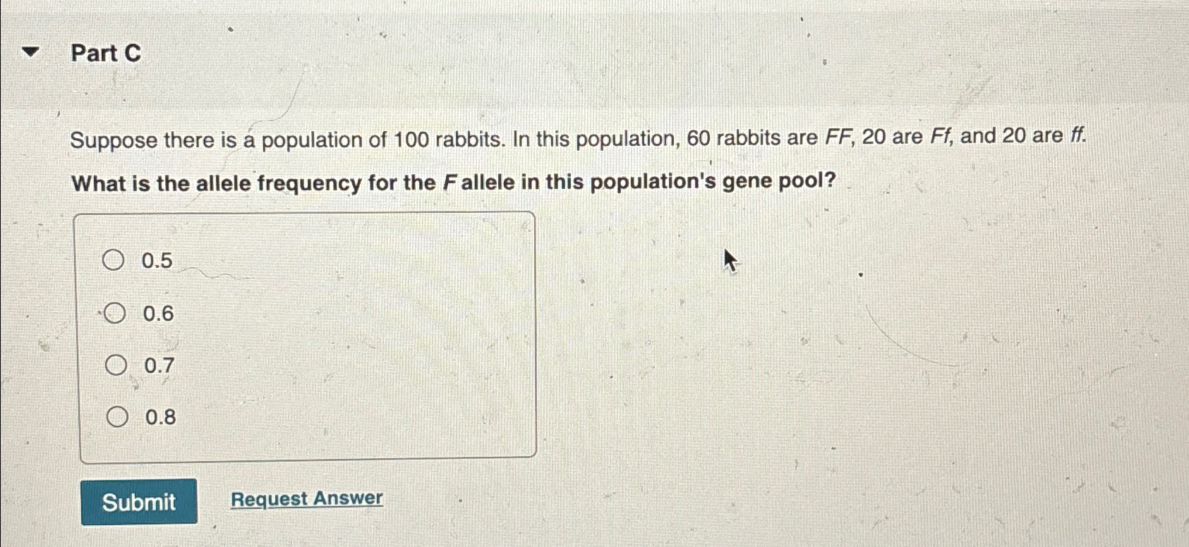 Solved Part CSuppose there is a population of 100 ﻿rabbits. | Chegg.com