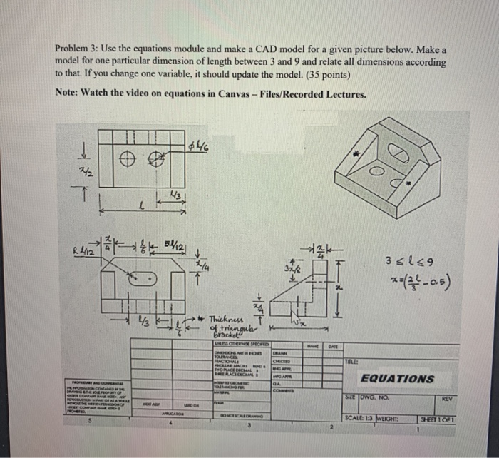 Solved Problem 3: Use the equations module and make a CAD | Chegg.com