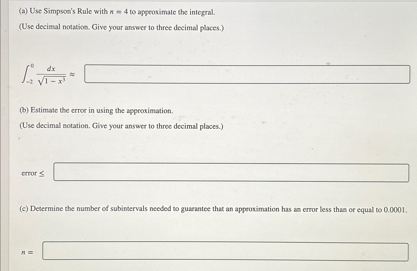 Solved (a) ﻿Use Simpson's Rule with n=4 ﻿to approximate the | Chegg.com