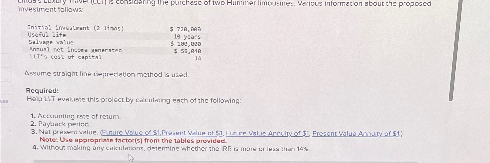 Solved investment follows:\table[[Initial investment (2 | Chegg.com