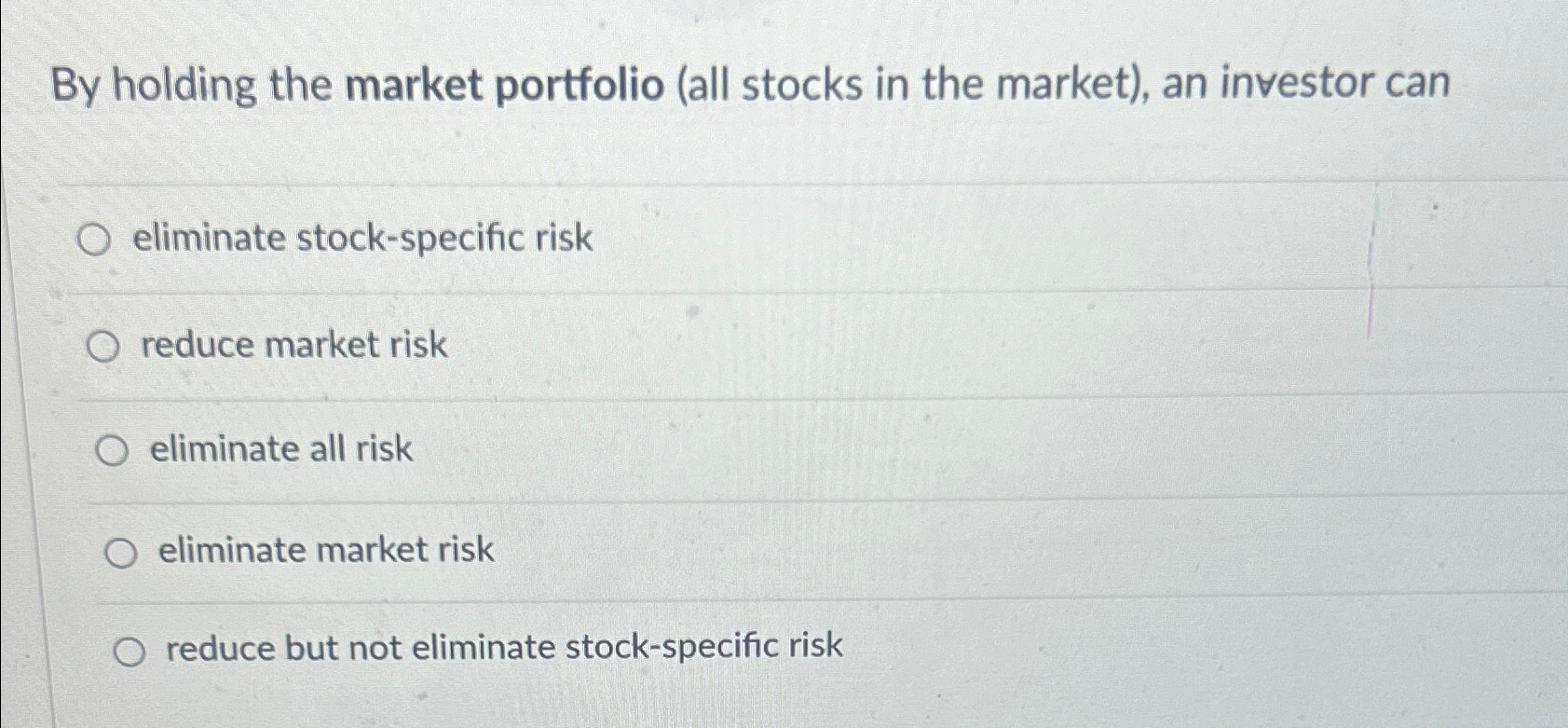Solved By holding the market portfolio (all stocks in the | Chegg.com