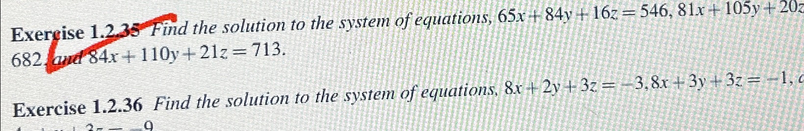 Solved Exergise 1.235 ﻿Find the solution to the system of | Chegg.com
