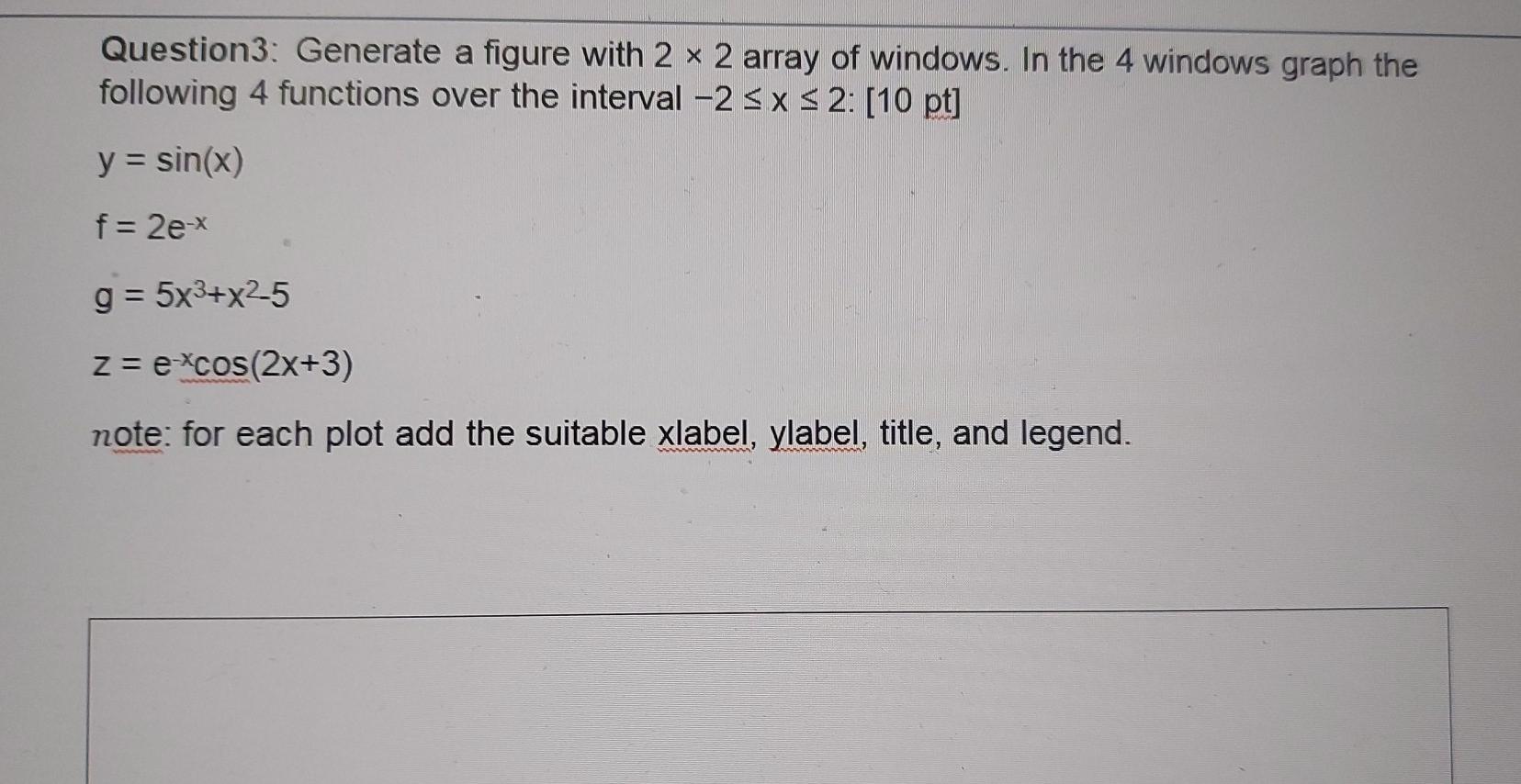 Solved Question3: Generate a figure with 2 x 2 array of | Chegg.com