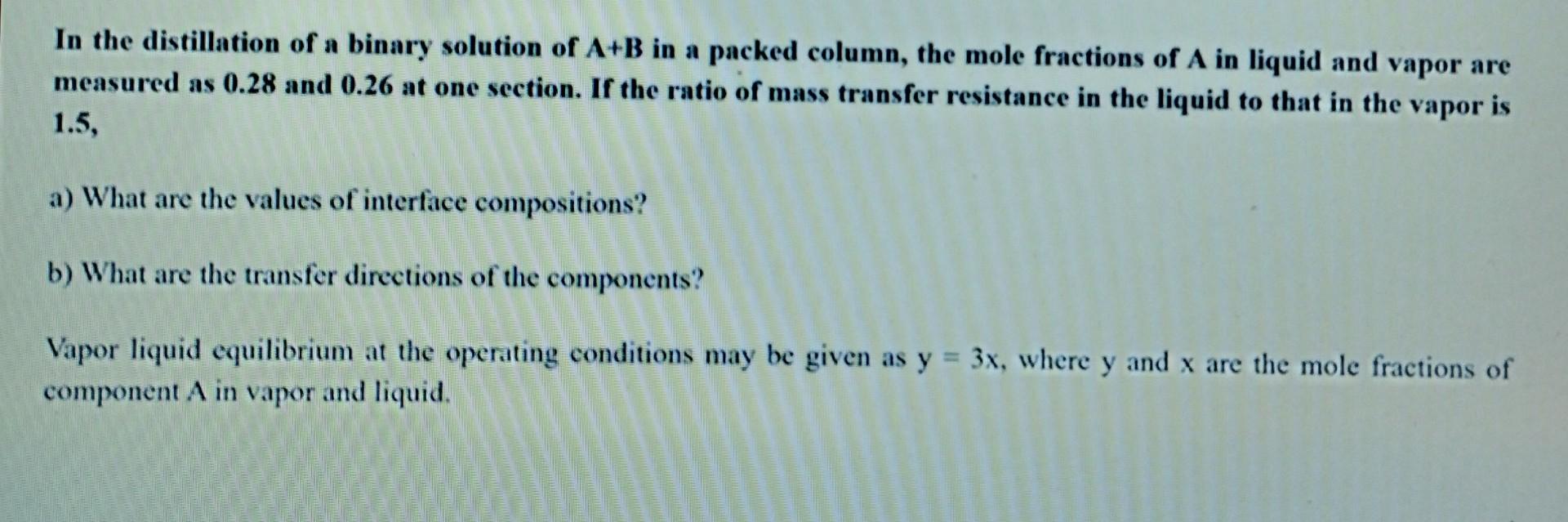 Solved In the distillation of a binary solution of A+B in a | Chegg.com