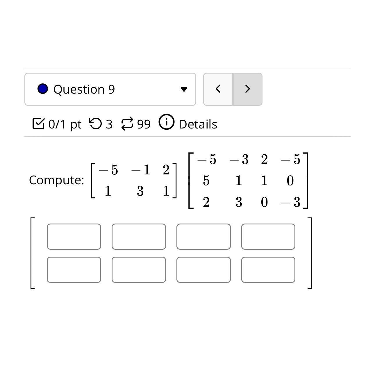 Solved 区0/1 ﻿pt り3 399 (i) ﻿DetailsCompute: | Chegg.com