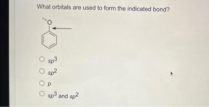 Solved What orbitals are used to form the indicated bond? | Chegg.com