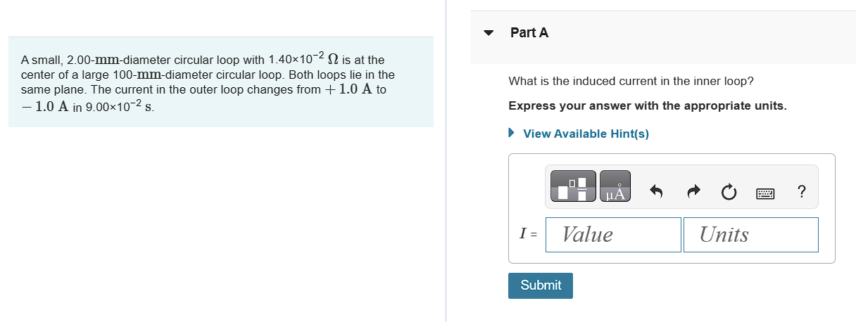 Solved Part AA small, 2.00-mm-diameter circular loop with | Chegg.com