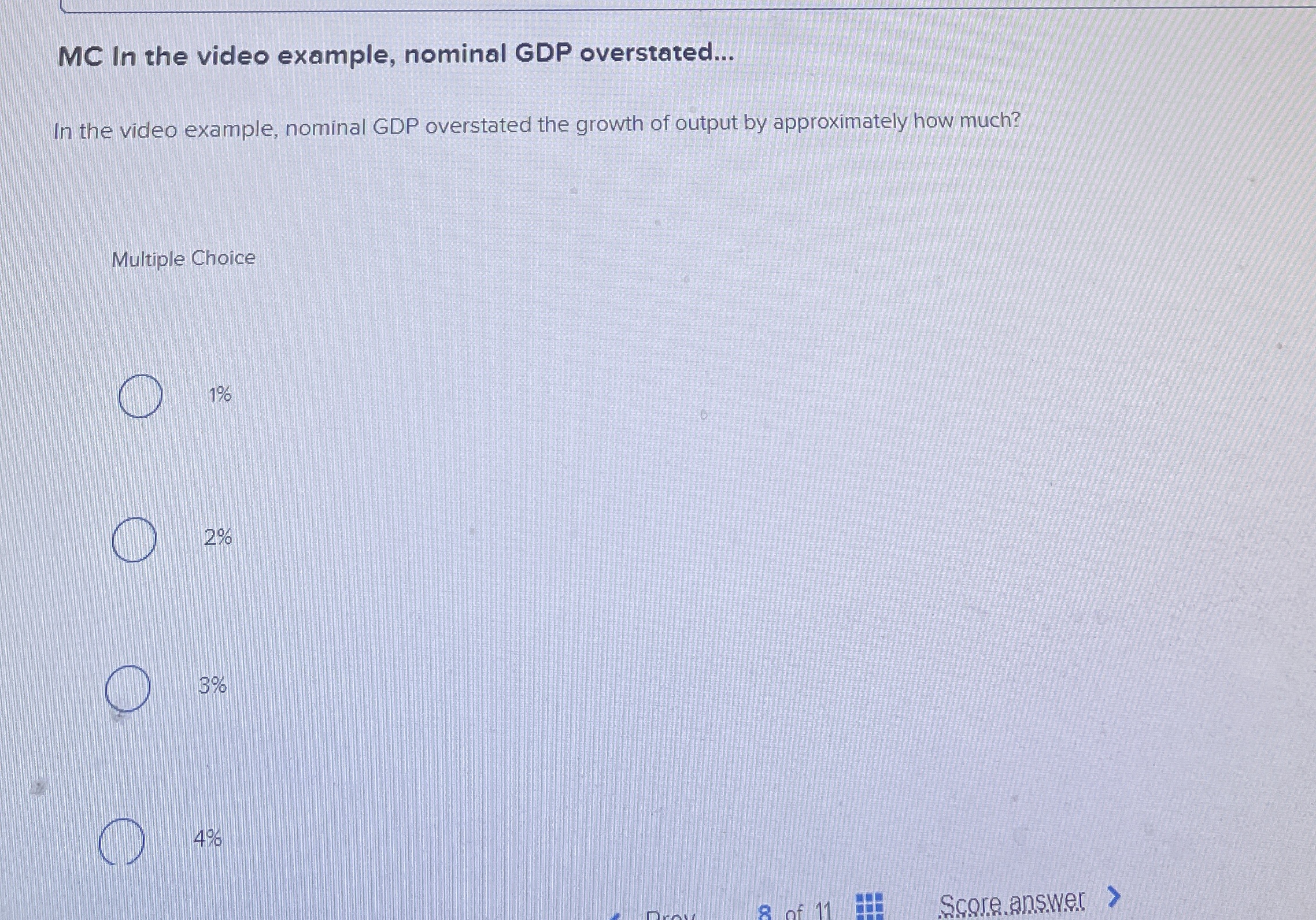 Solved MC In the video example, nominal GDP overstated...In | Chegg.com