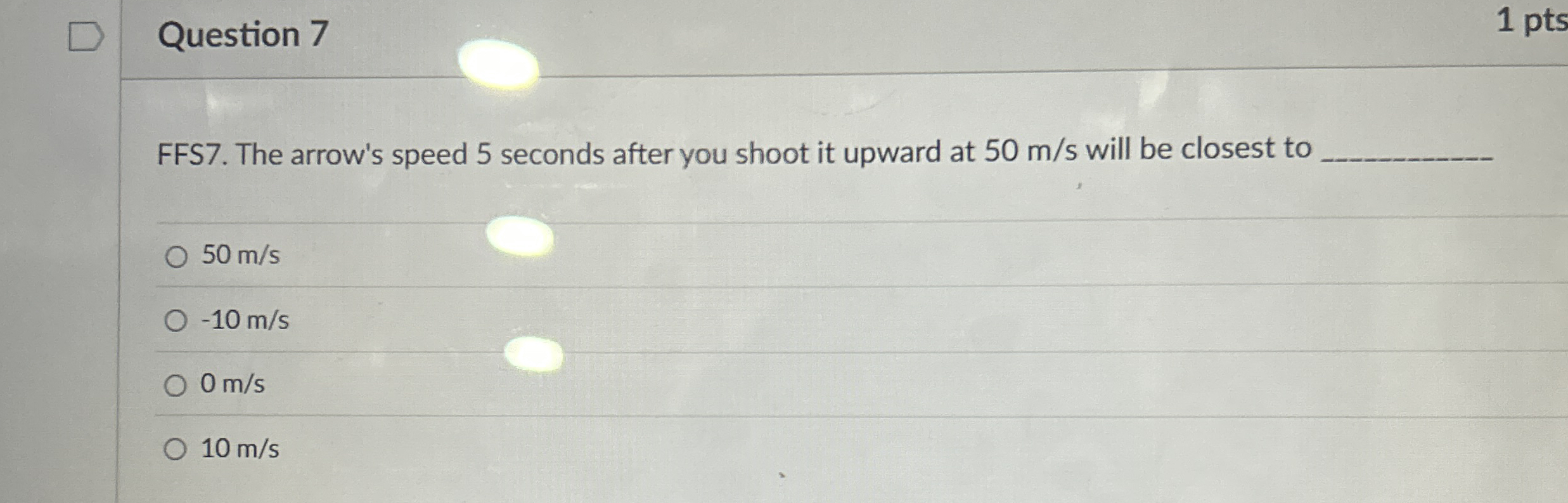 Solved Question 71 ﻿ptsFFS7. ﻿The arrow's speed 5 ﻿seconds | Chegg.com