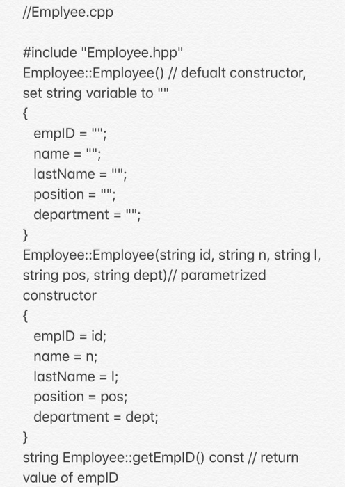 Solved Beginner C++use the attached employee.hpp program to | Chegg.com