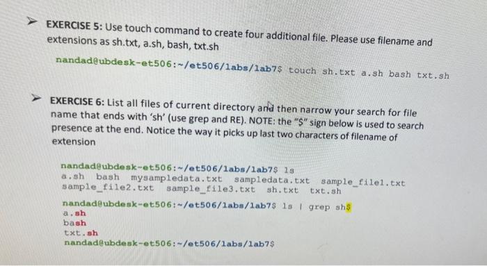 Solved EXERCISE 1: In lab6 we created for files named | Chegg.com