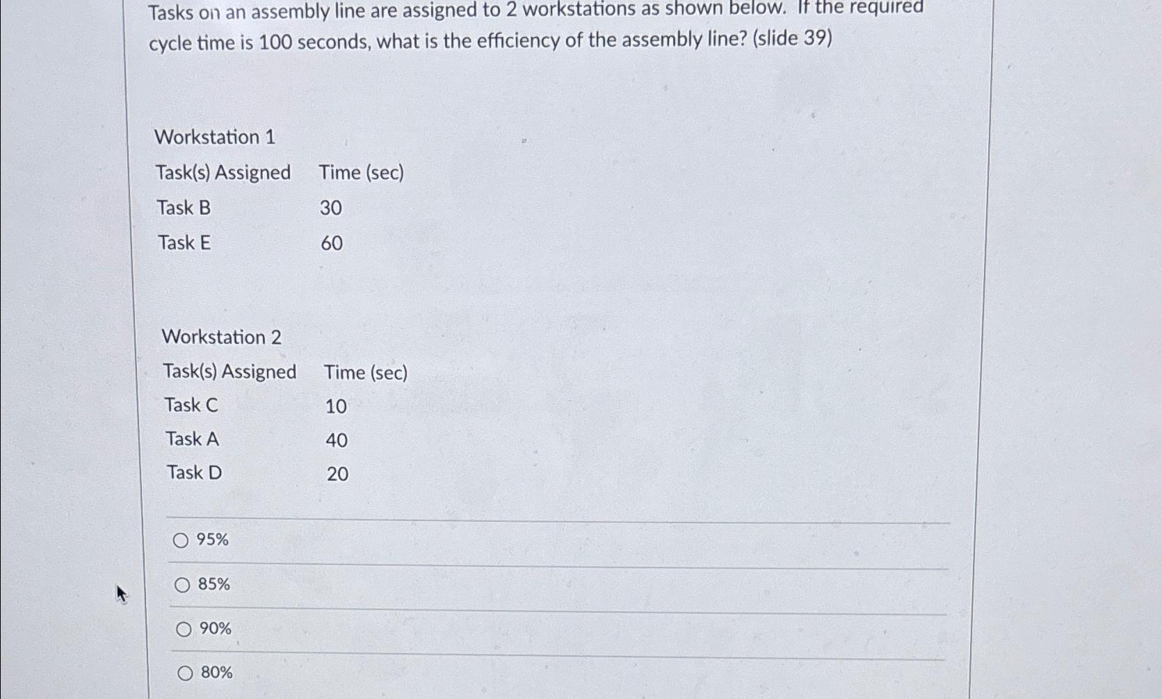 Solved Tasks on an assembly line are assigned to 2 | Chegg.com