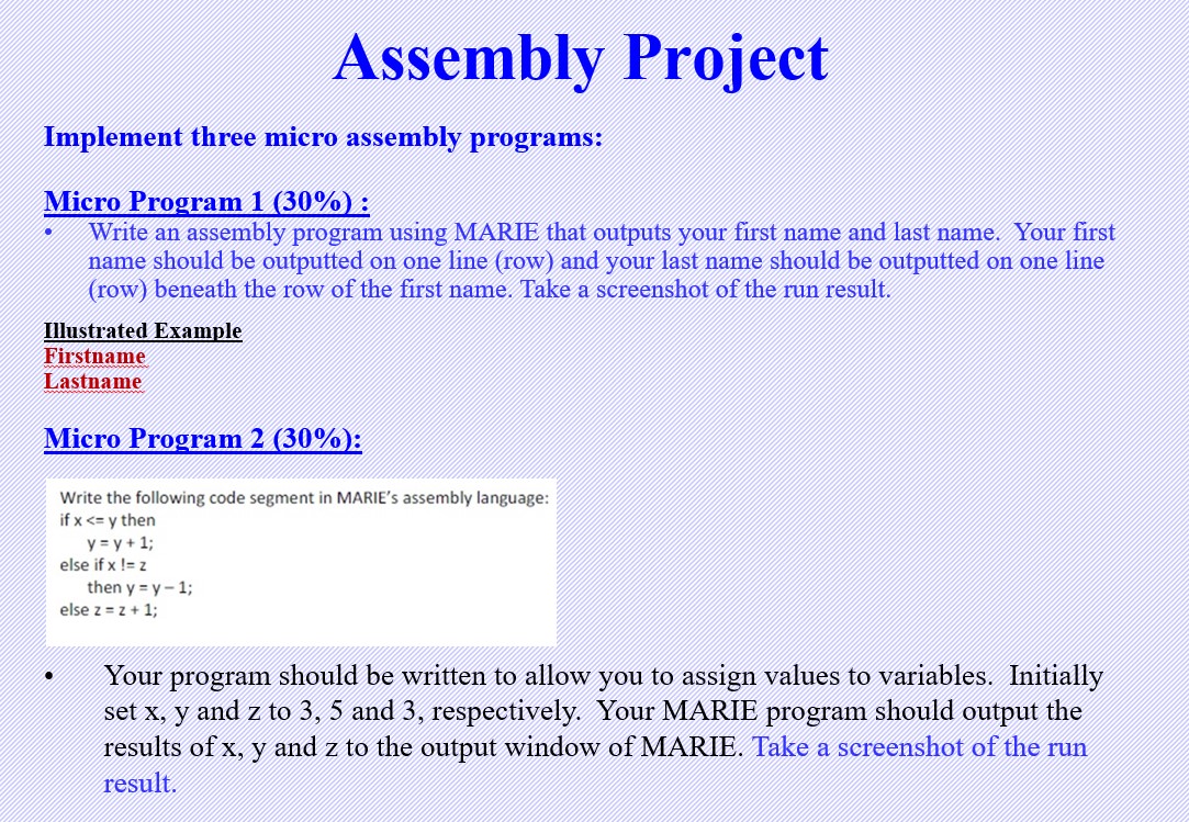 Solved Implement three micro assembly programs:Micro Program | Chegg.com