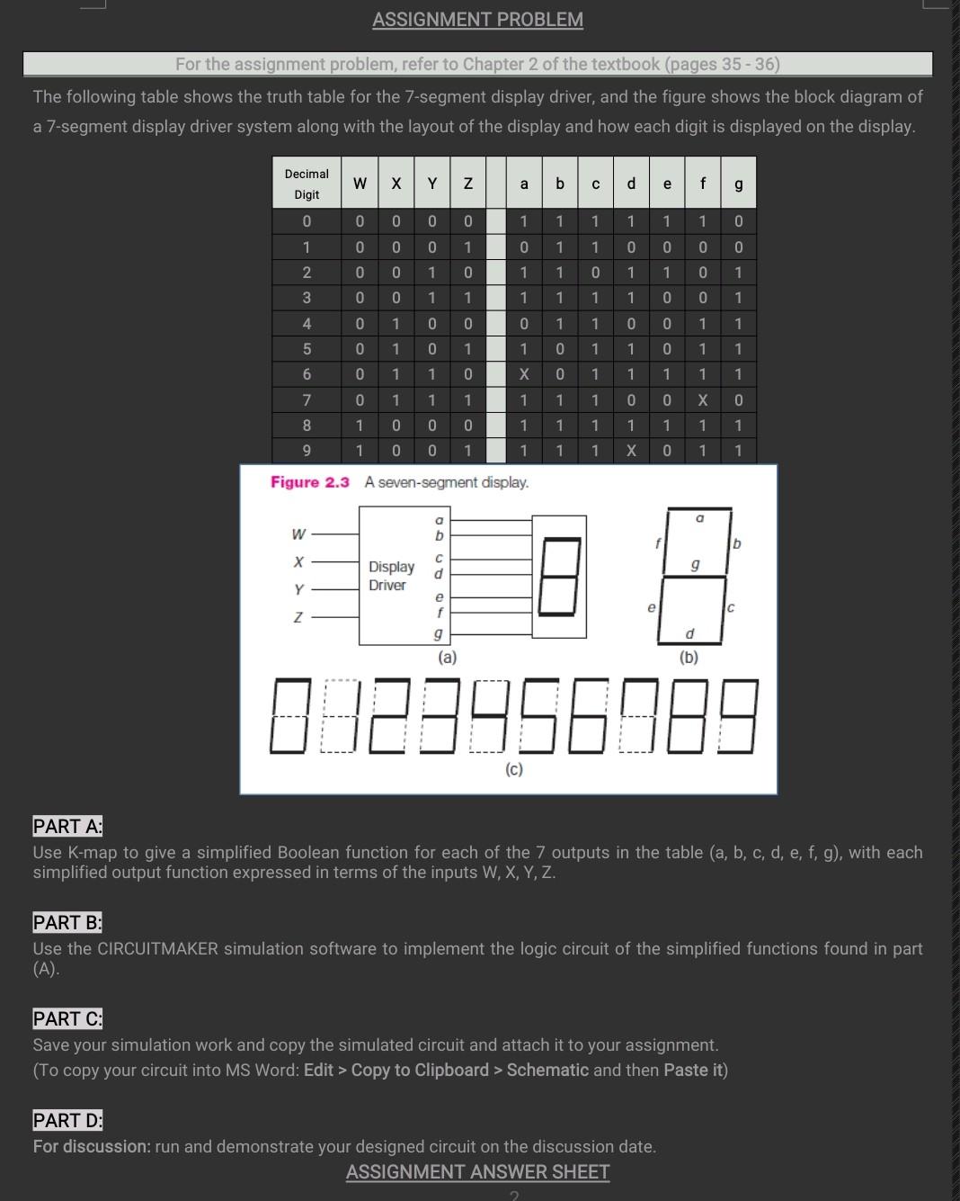 Solved The following table shows the truth table for the | Chegg.com