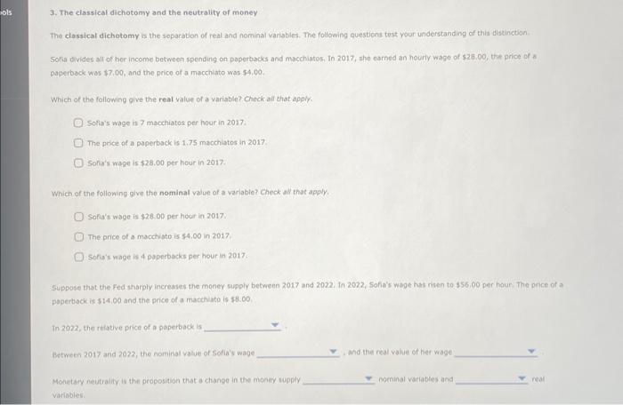 Solved 3. The classical dichotomy and the neutrality of | Chegg.com