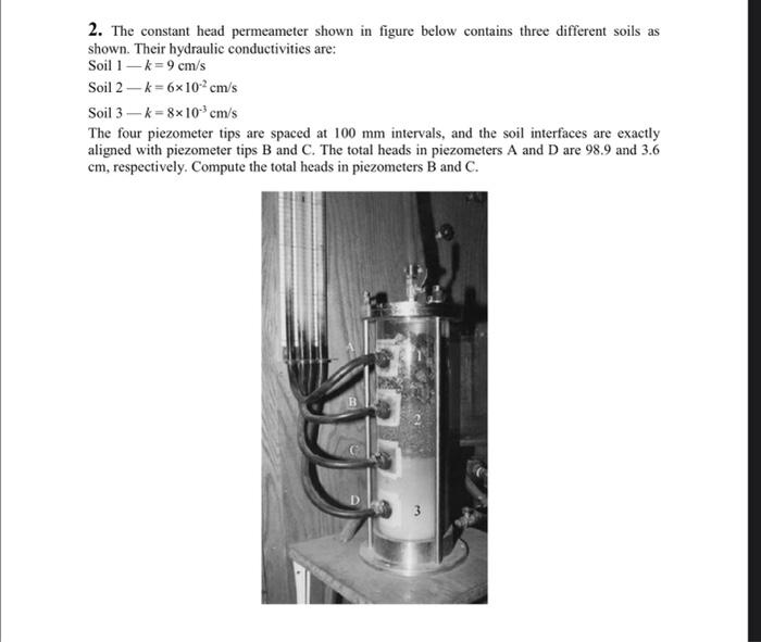Solved 2. The constant head permeameter shown in figure | Chegg.com