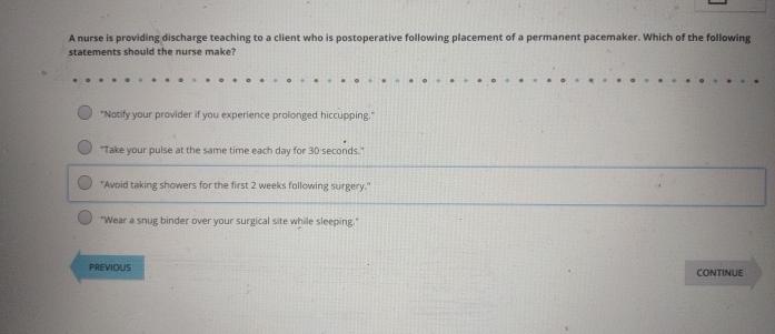 Solved A nurse is providing discharge teaching to a client | Chegg.com
