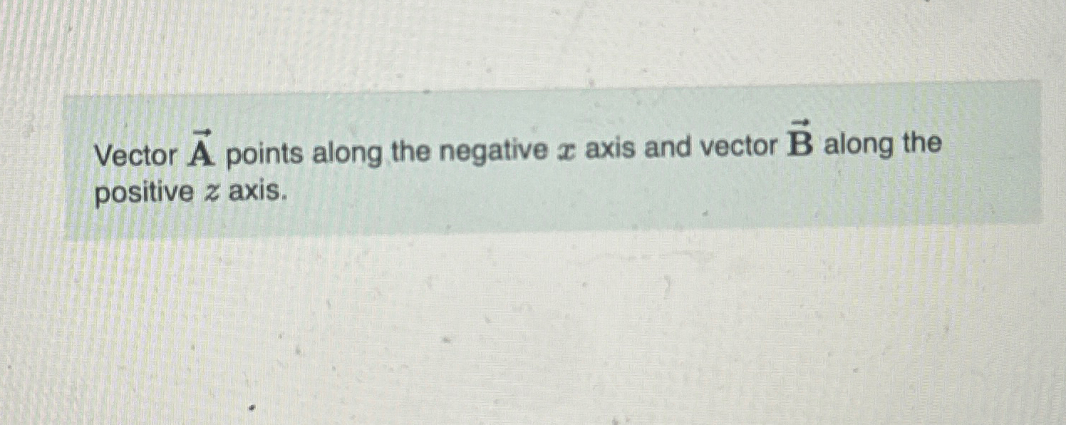 Solved Vector vec(A) ﻿points along the negative x ﻿axis and | Chegg.com