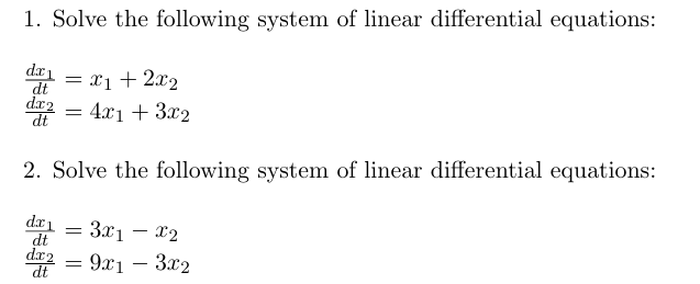 Solved Solve the following system of ﻿linear differential | Chegg.com