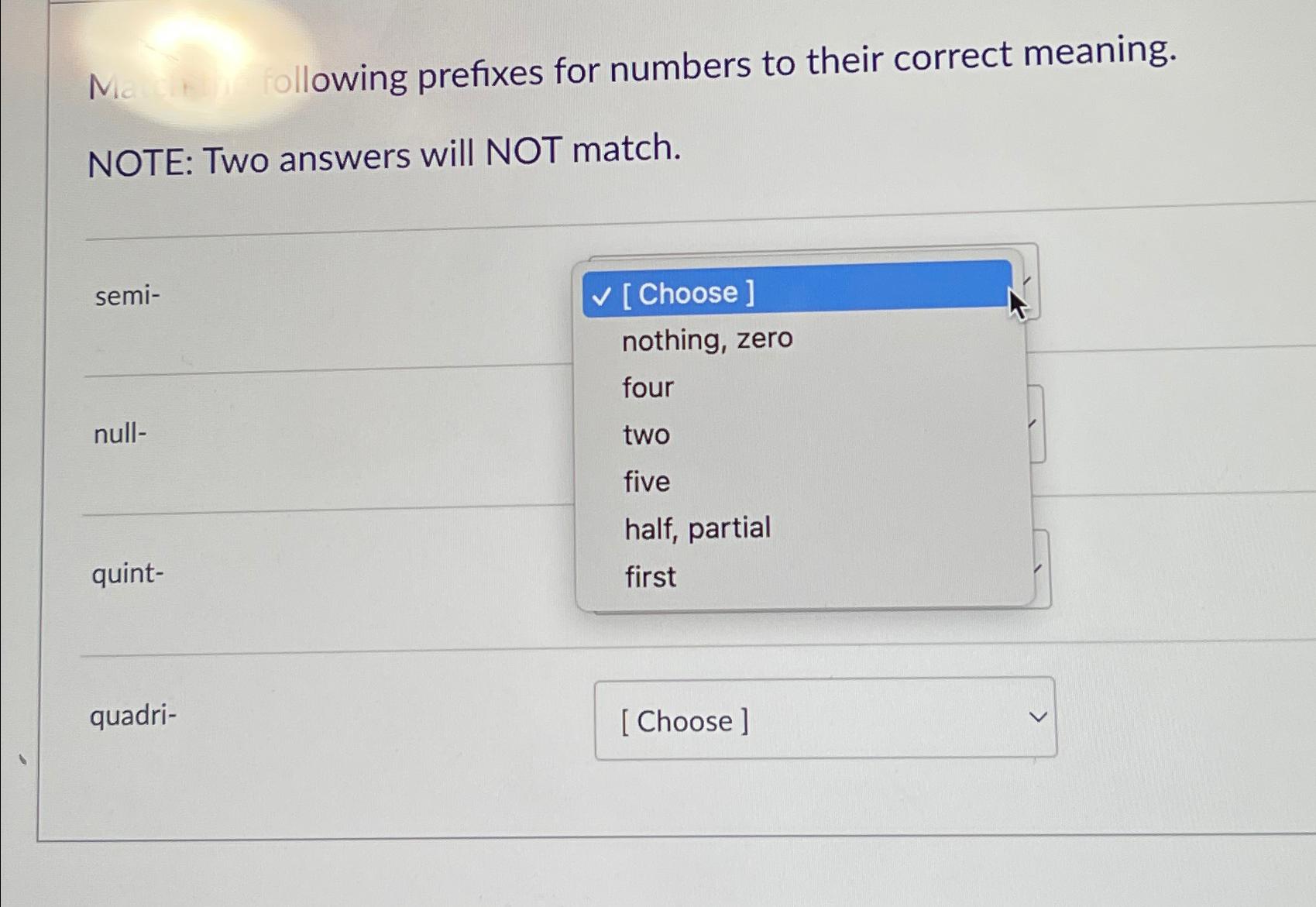 Solved M. , ﻿llowing prefixes for numbers to their correct | Chegg.com