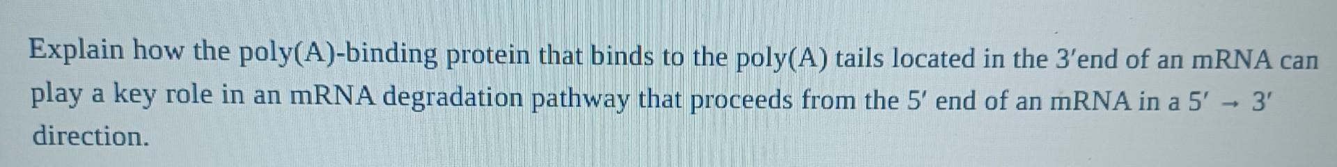 Solved Explain how the poly(A)-binding protein that binds to | Chegg.com