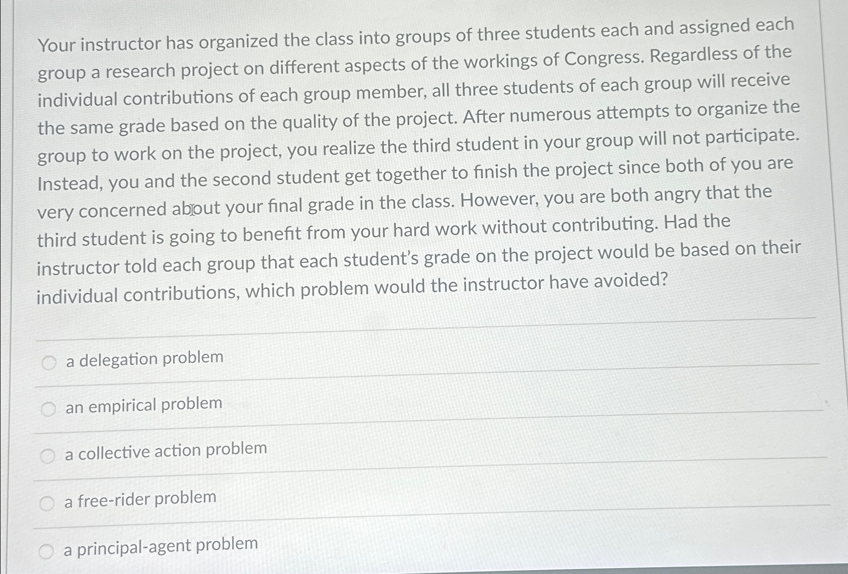 Solved Your instructor has organized the class into groups | Chegg.com