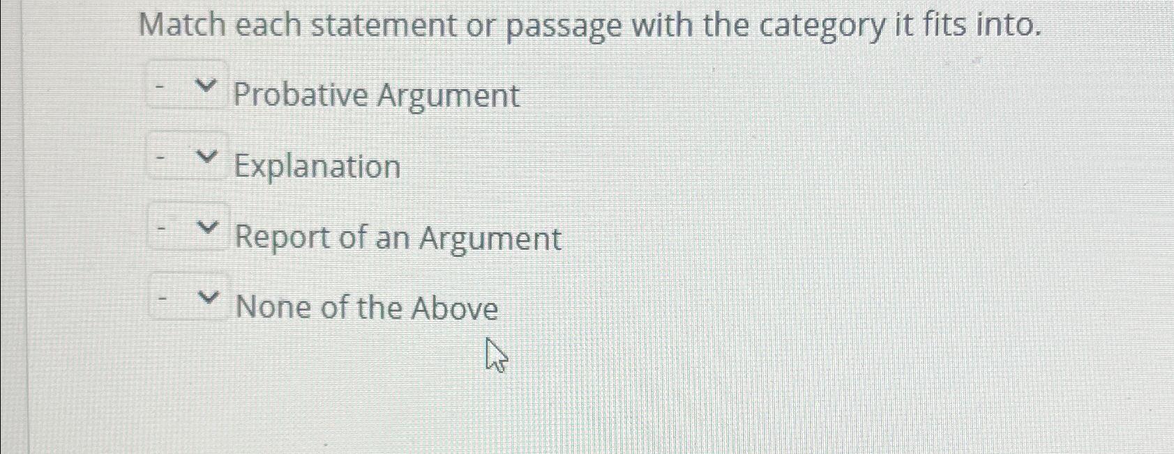 Solved Match each statement or passage with the category it | Chegg.com