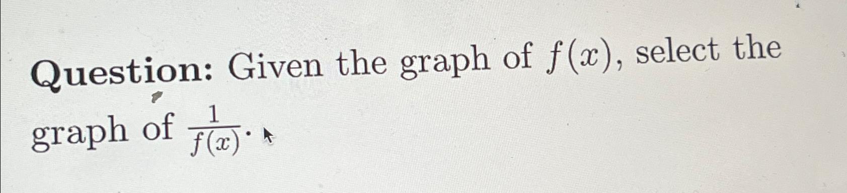 Solved Question Given The Graph Of F X ﻿select The Graph