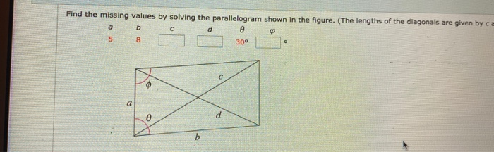 Solved Find the missing values by solving the parallelogram | Chegg.com