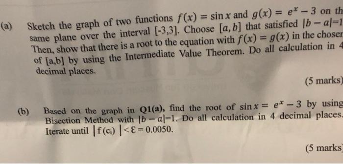 a) Sketch the graph of two functions f(x)=sinx and | Chegg.com