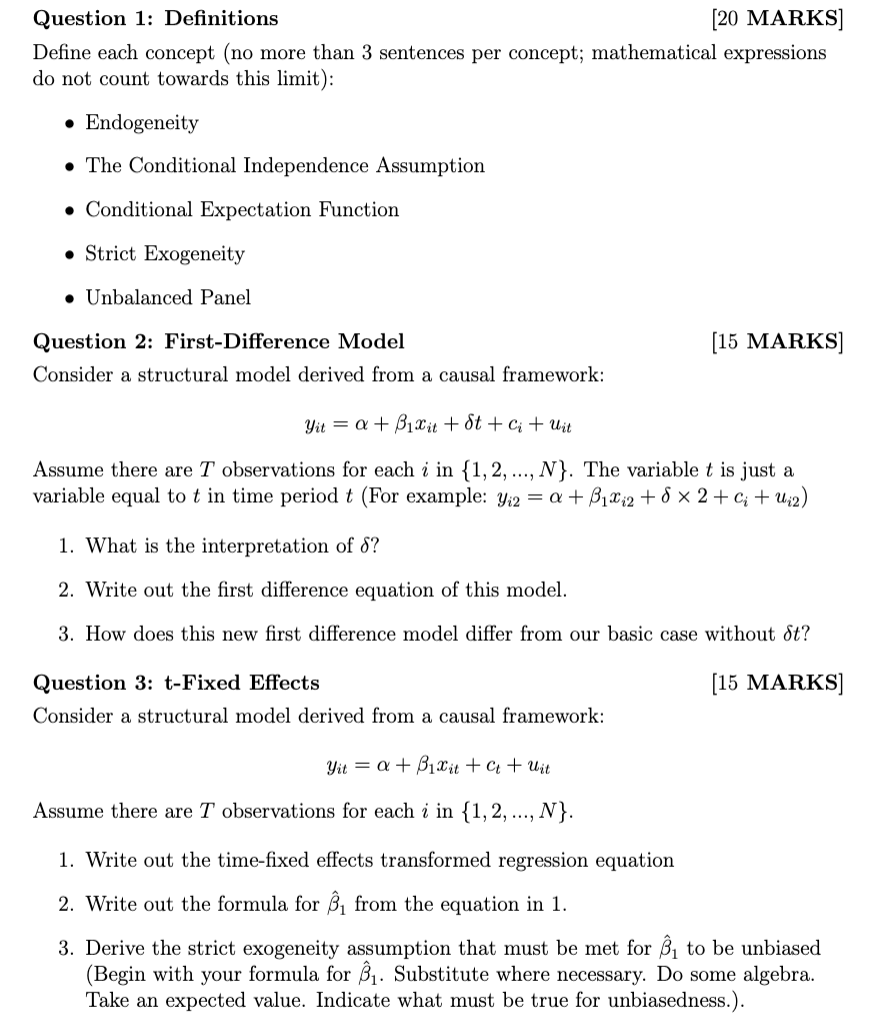 Solved Question 1: Definitions[20 ﻿MARKS]Define each concept | Chegg.com