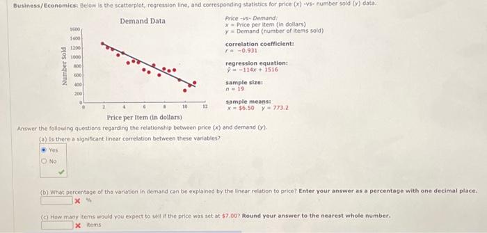 Solved correlation coefficient: R= -0.931regression | Chegg.com