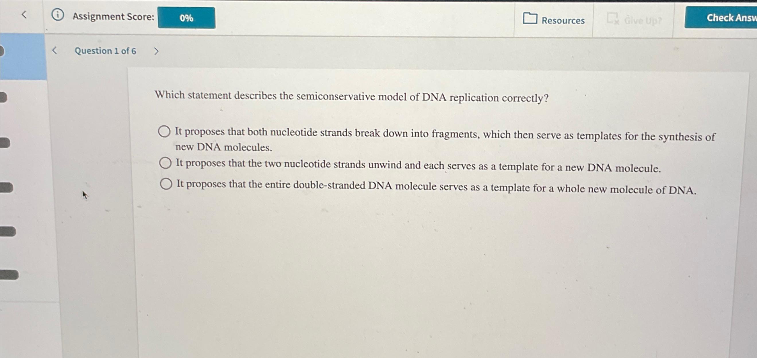 Solved Assignment Score:ResourcesQuestion 1 ﻿of 6Which | Chegg.com