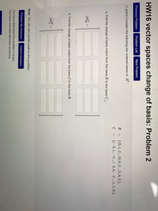 Solved HW16 vector spaces change of basis: Problem 2 | Chegg.com