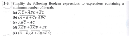 Solved 2-6. Simplify the following Boolean expressions lo | Chegg.com