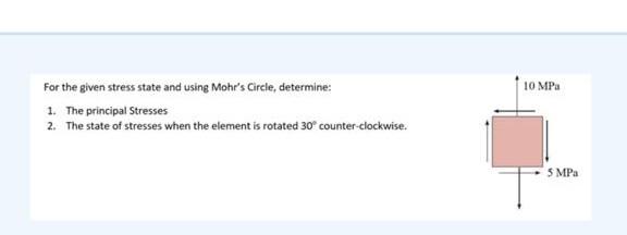 Solved For the given stress state and using Mohr's Circle, | Chegg.com