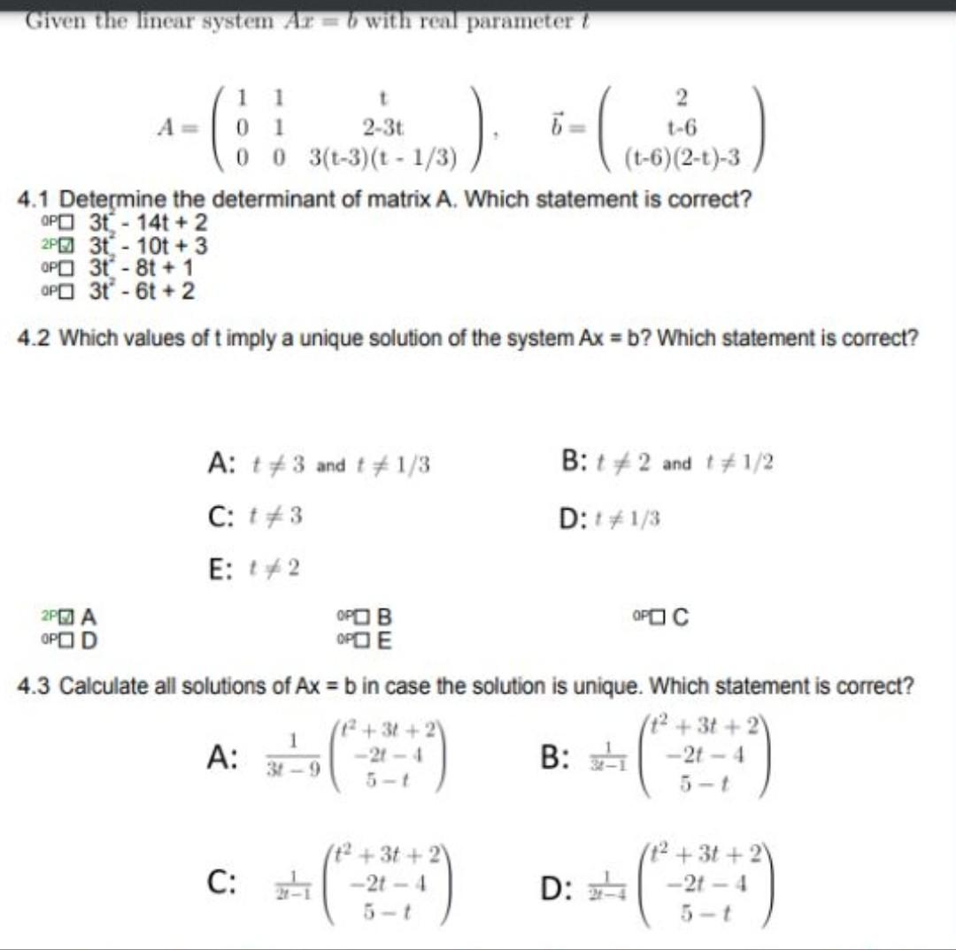 Solved 4.3 Calculate all solutions of Ax=b in case the | Chegg.com