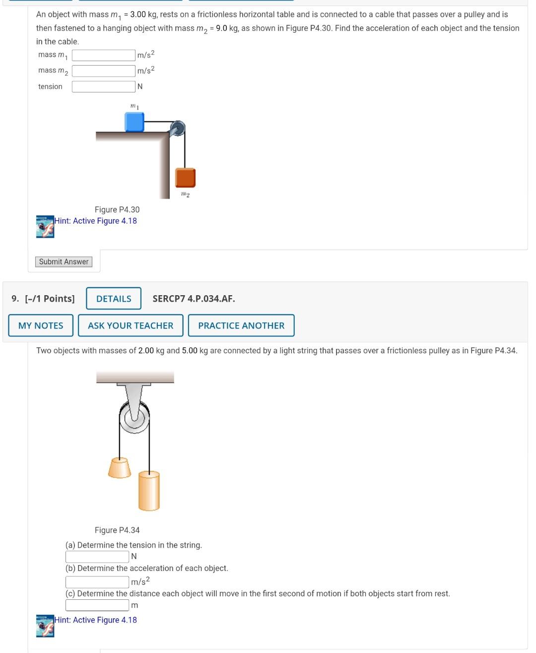 Solved An object with mass m1=3.00 kg, rests on a | Chegg.com