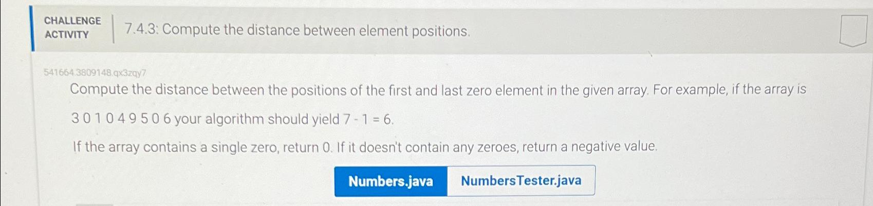 Solved CHALLENGE ACTIVITY7.4.3: Compute the distance between | Chegg.com