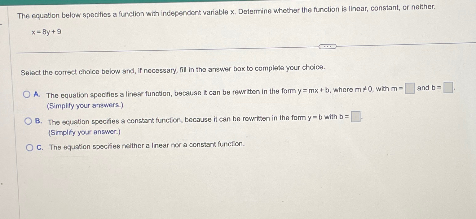Solved The equation below specifies a function with | Chegg.com