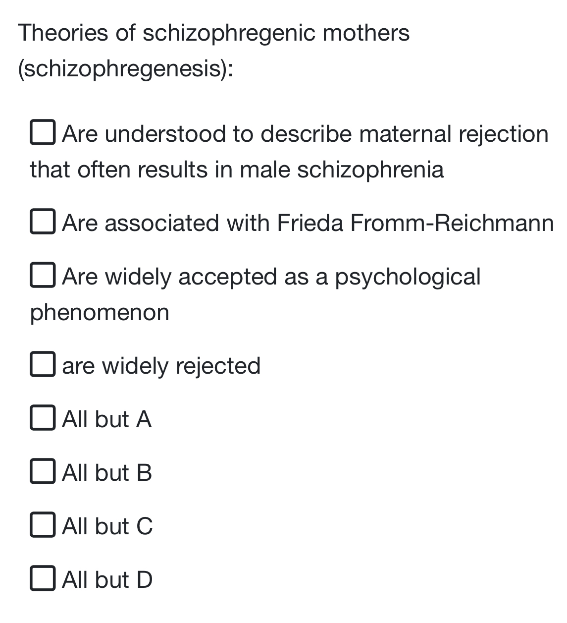 Solved Theories of schizophregenic mothers | Chegg.com