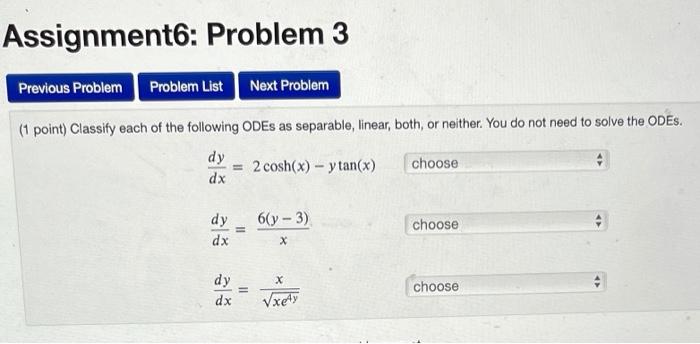 Solved Assignment6 Problem 3 Previous Problem Problem List 
