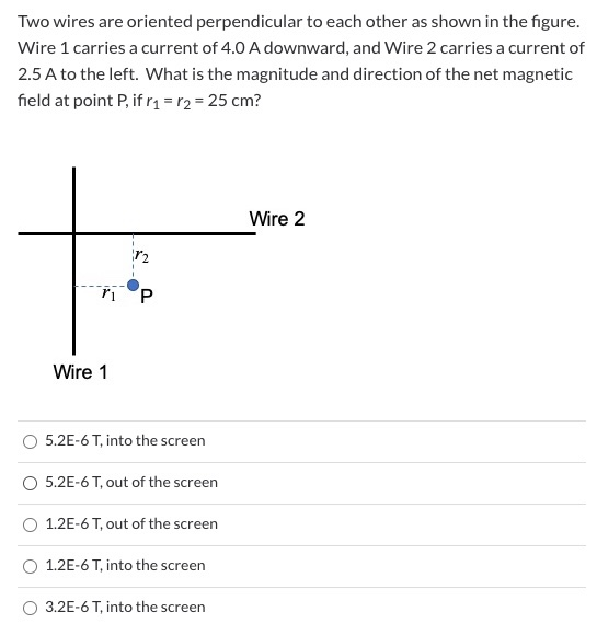 Solved Two wires are oriented perpendicular to each other as | Chegg.com