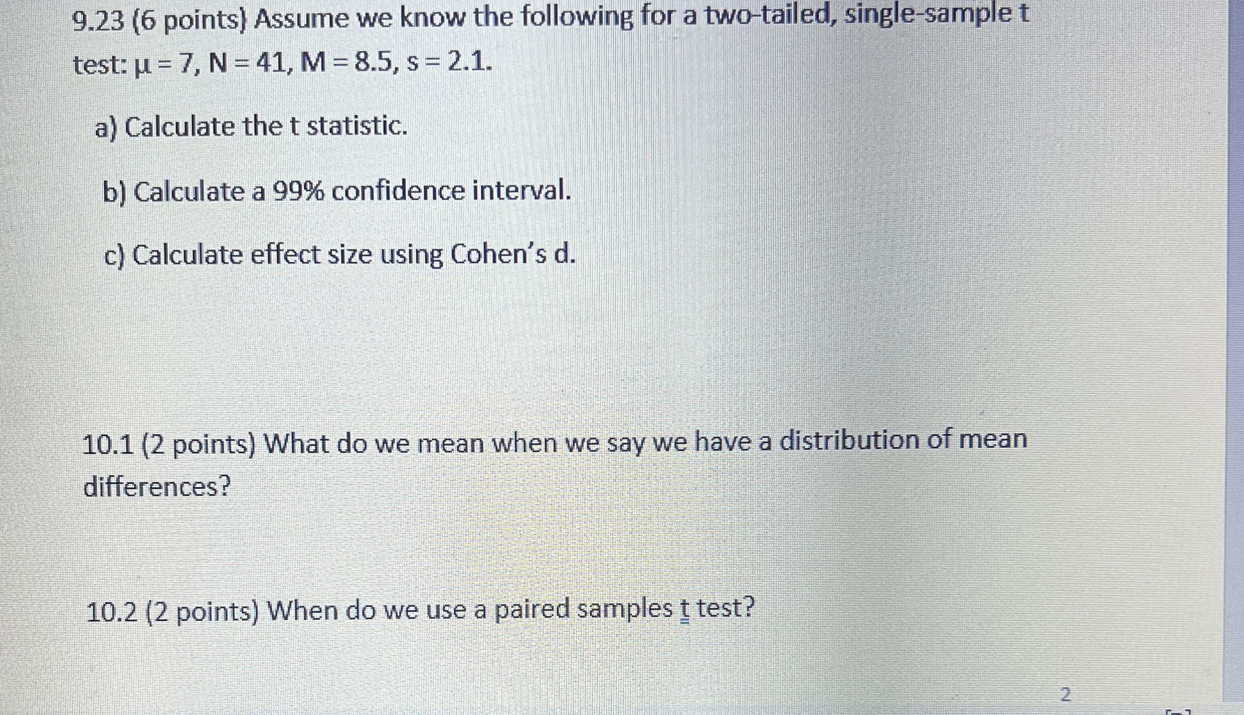 Solved 9.23 ( 6 ﻿points) ﻿Assume we know the following for a | Chegg.com