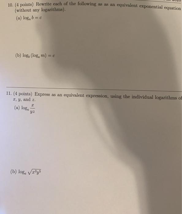 Solved 10. (4 points) Rewrite each of the following as as an | Chegg.com